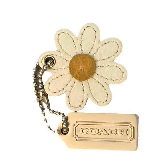 Coach | Accessories | Coach Bag Charm Chalk White Daisy Silver Logo ...